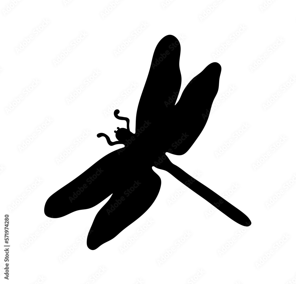 Vector isolated one single dragonfly insect with four wings colorless ...