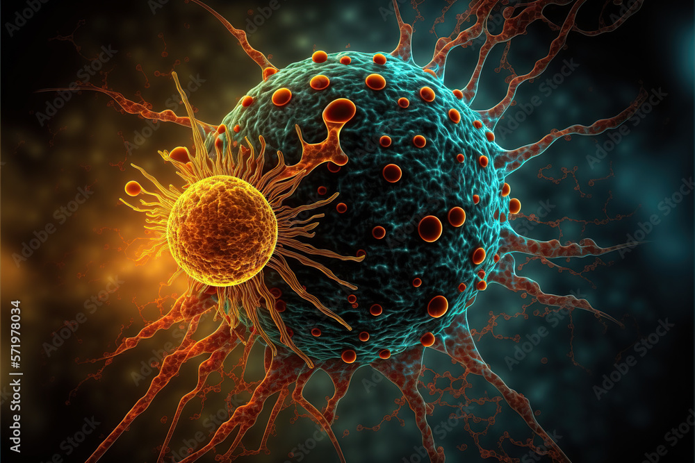 Stock-Illustration „Ilustración de un virus atacando a una célula ...