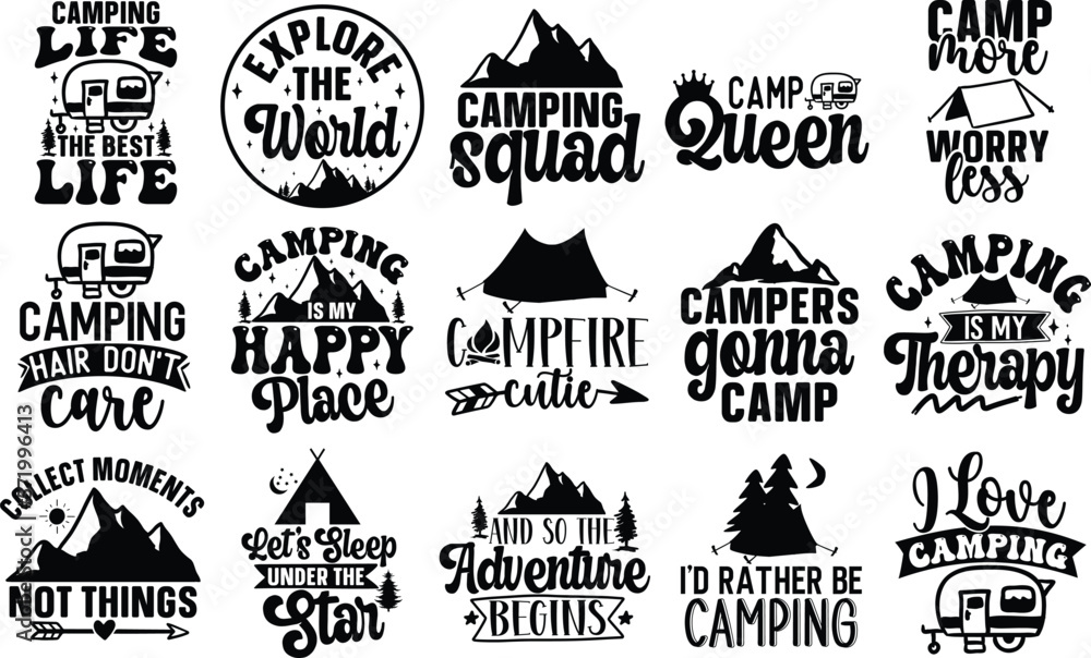 Camping SVG Bundle, Happy Camper Svg, Camping Quotes Svg, Camp Life Svg ...