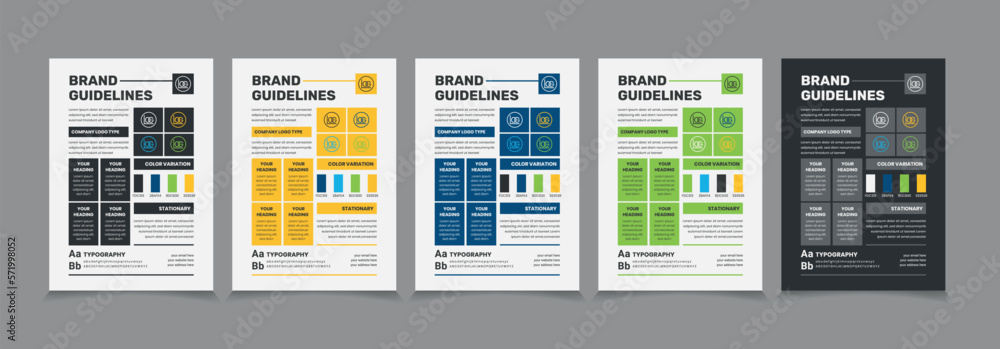 A4 Brand Guidelines Poster Layout Set, Simple style and modern Brand ...