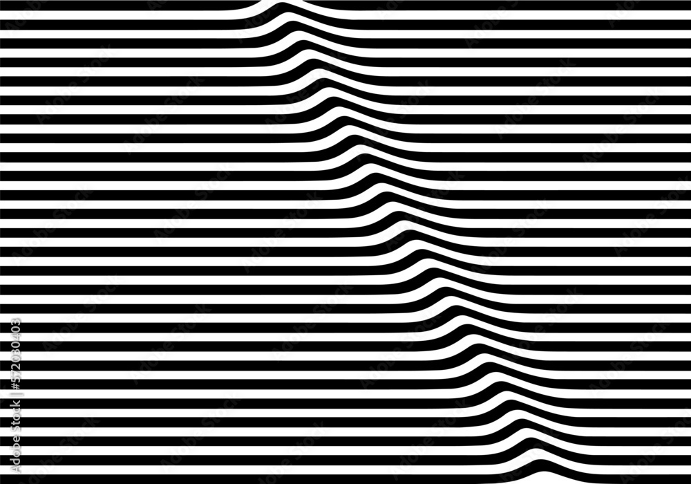 Pattern with Abstract Black and White Optical Illusion. Horizontal ...