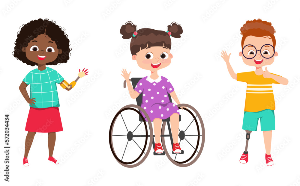 Special needs handicapped children with friends. Inclusive education ...