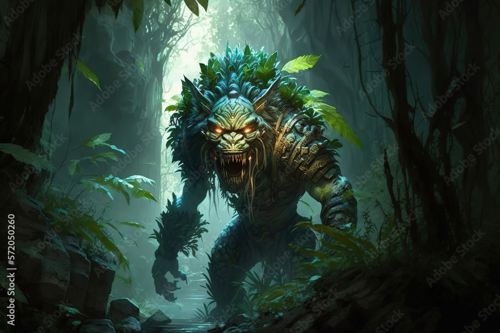 creature in the middle of the jungle, concept art, fantasy art, game ...