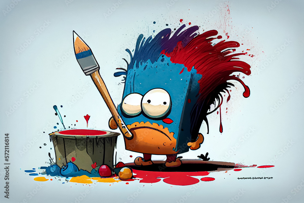 cartoon paintbrush drawing board Stock Illustration | Adobe Stock