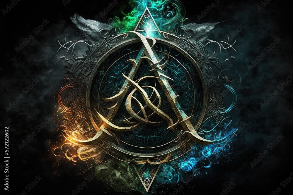 Generative AI arcane symbol with effect of fire and ice. Magic symbol ...