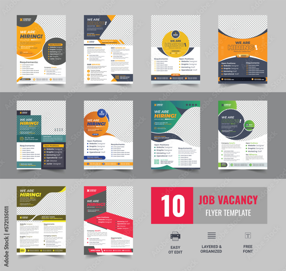 We are hiring flyer design template bundle , Job Vacancy Flyer Template ...