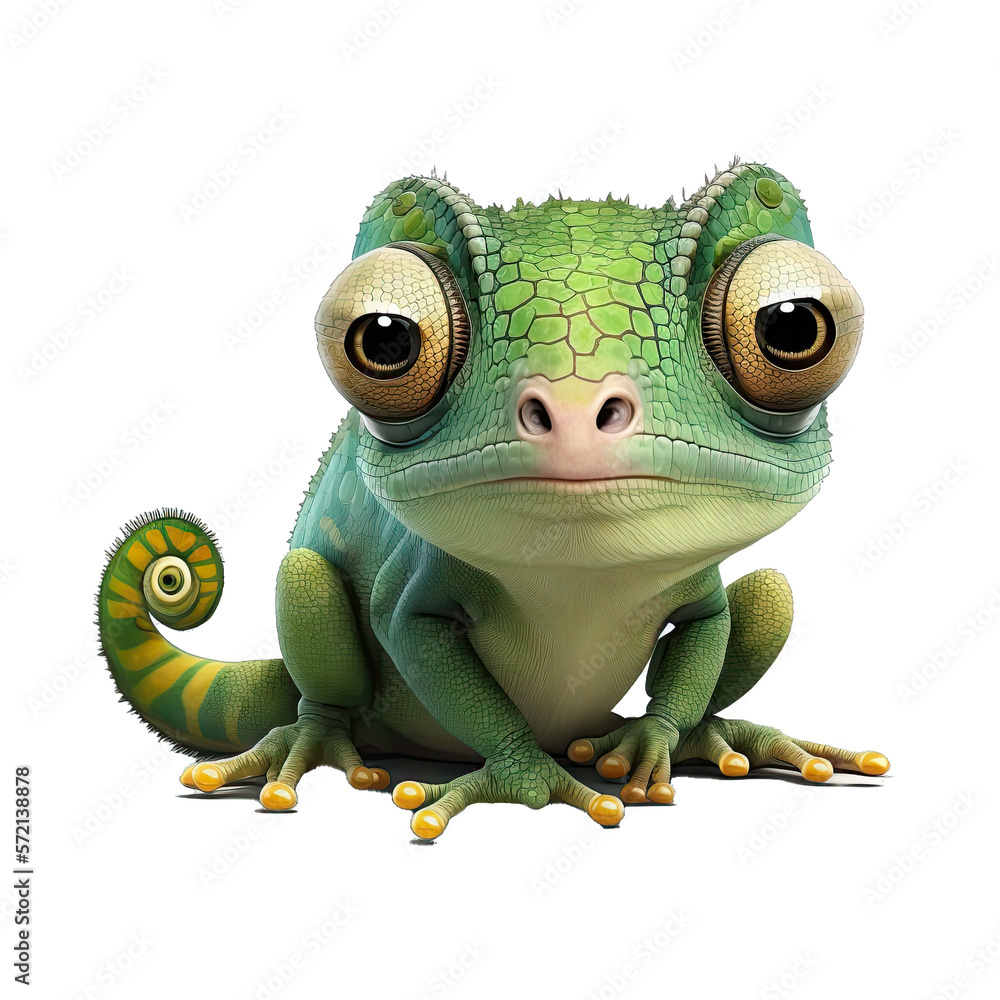 Illustration Stock Cute Animation Cartoon Character Animal Chameleon ...