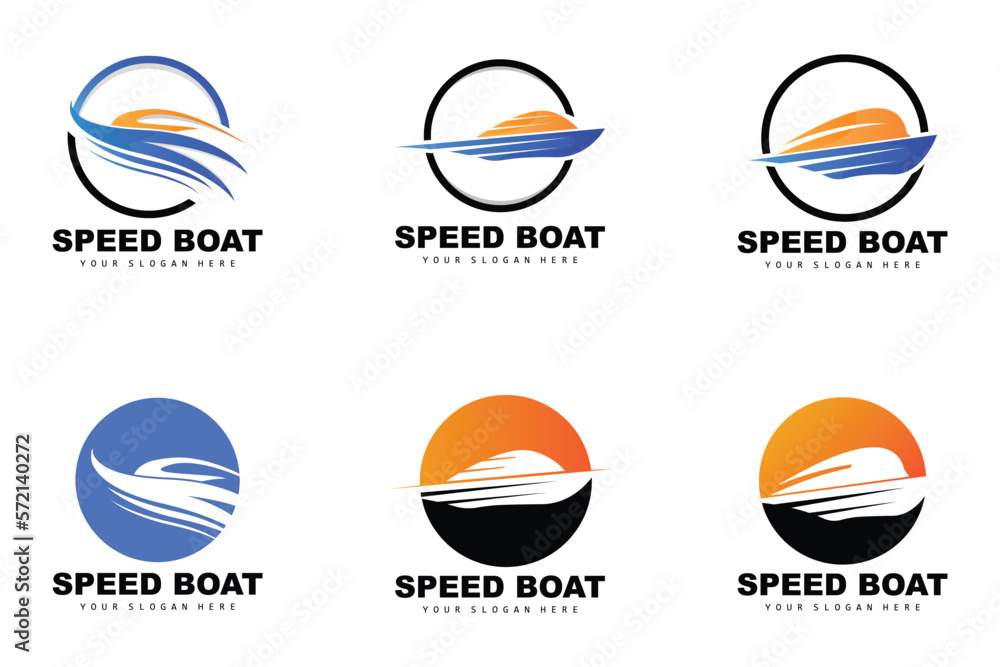 Speed Boat Logo, Fast Cargo Ship Vector, Sailboat, Design For Ship ...