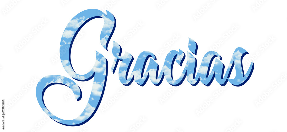 Gracias - thank you written in spanish - word blue color - Sky whit ...
