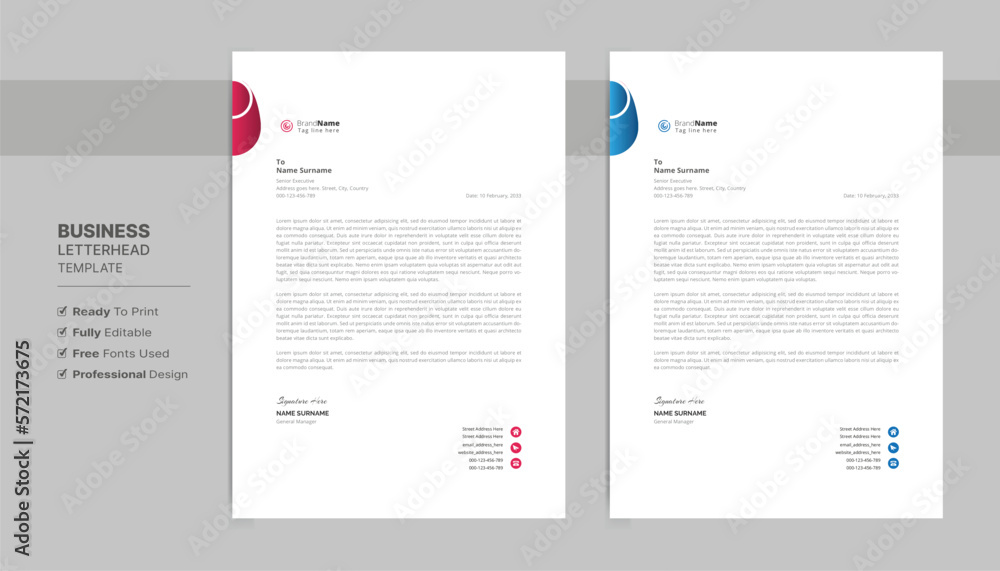 Creative letterhead format template, business style letterhead design ...