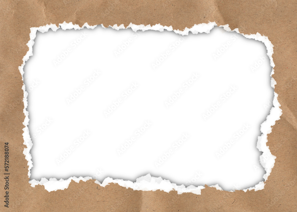 vintage torn paper frame isolated on transparent background Stock ...