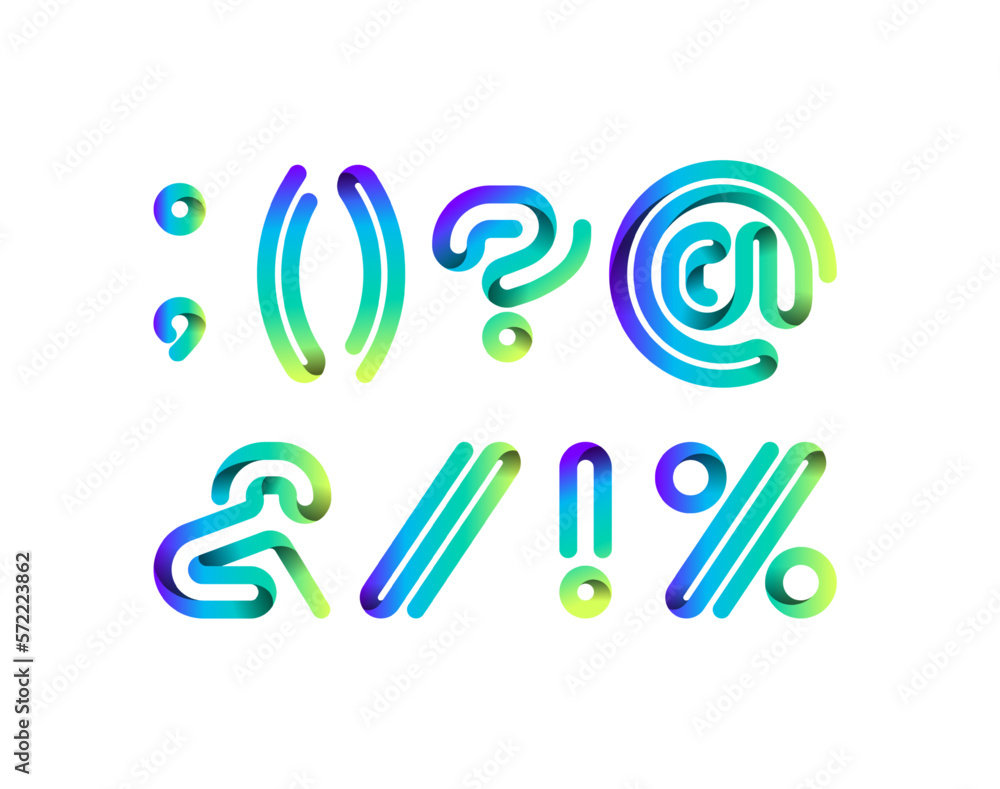 Ribbon font alphabet, 3d punctuation marks, vector illustration 10EPS ...