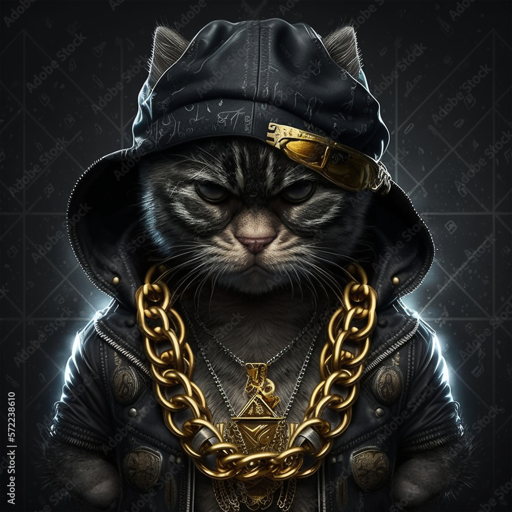 gangsta cat, created by AI, cat Stock Illustration | Adobe Stock