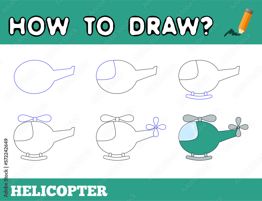 Vector de Stock How to draw helicopter step by step drawing tutorial ...
