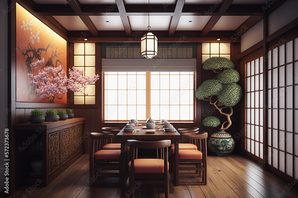 Fancy asian restaurant interior design, generative ai Stock ...