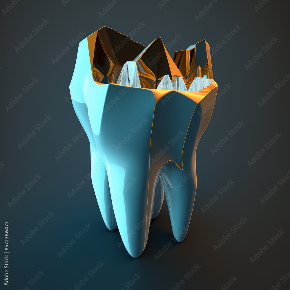 Modelo de dente 3d, luxuoso, minimalista, fundo preto - AI Generated Stock Illustration | Adobe ...
