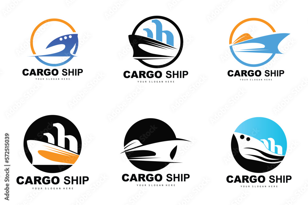 Cargo Ship Logo, Fast Cargo Ship Vector, Sailboat, Design For Ship ...