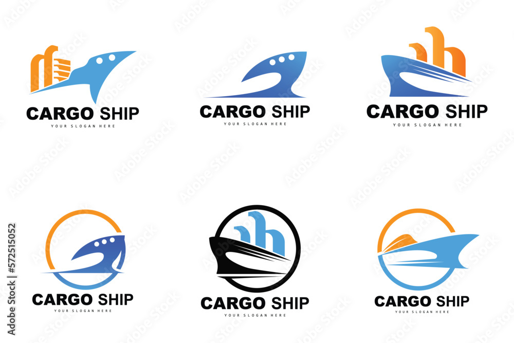Cargo Ship Logo, Fast Cargo Ship Vector, Sailboat, Design For Ship ...