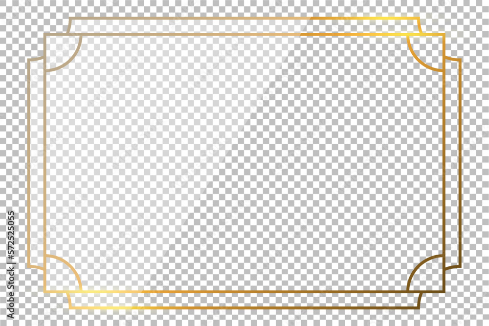 Luxury gold border isolated on transparent background. Glowing gradient ...