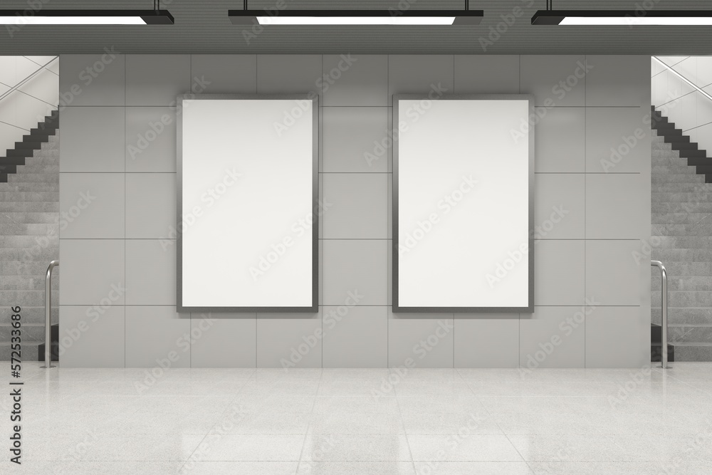 Subway Vertical sign Poster Billboard Mock up Stock Illustration ...