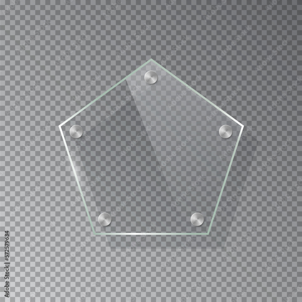 Glass pentagon shape plate isolated on transparent background. Vector ...
