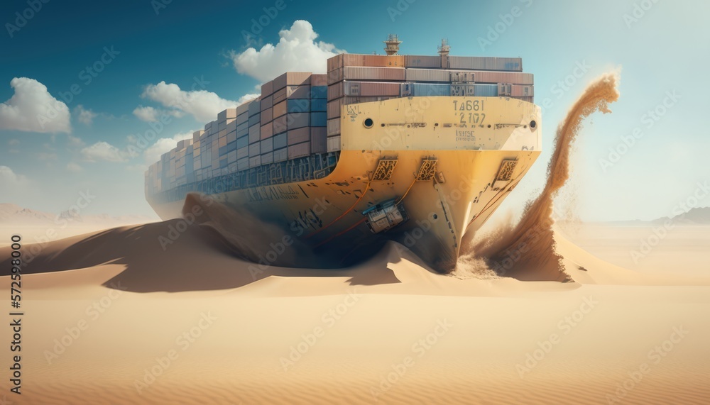 Logistics Challenges - Container Freight Ship Stuck in Desert Sands ...