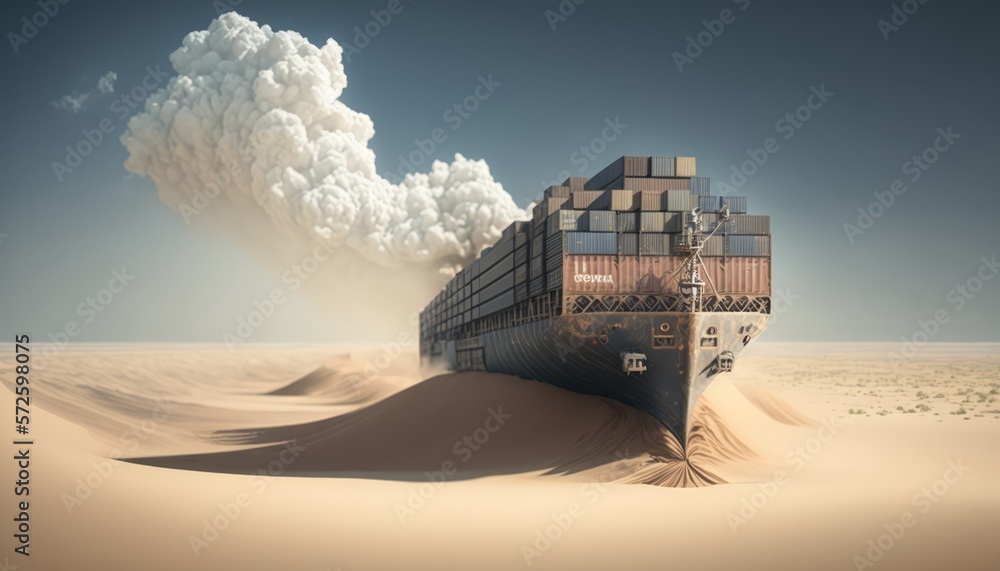 Logistics Challenges - Container Freight Ship Stuck in Desert Sands ...