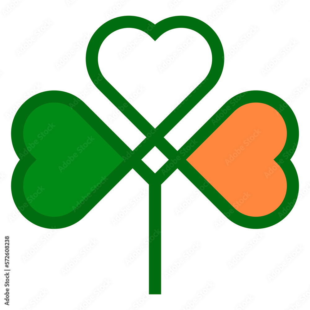Logo del día de San Patricio. Silueta de shamrock de 3 hojas lineal ...