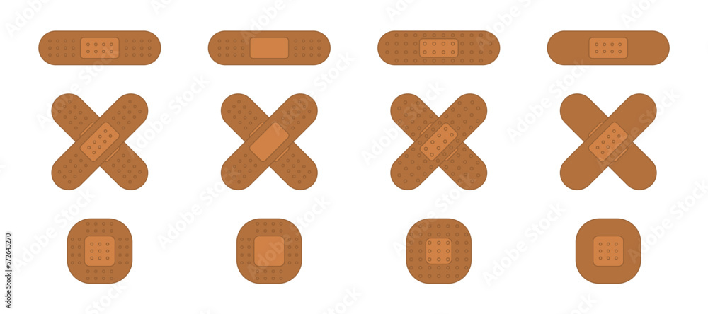 Set of adhesive plaster bandage elastic. Medical patches for medium ...