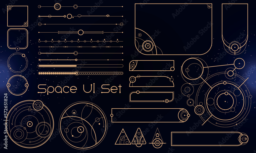 Set of Tribal User Interface Elements. Space ethnic HUD. Good for game ...