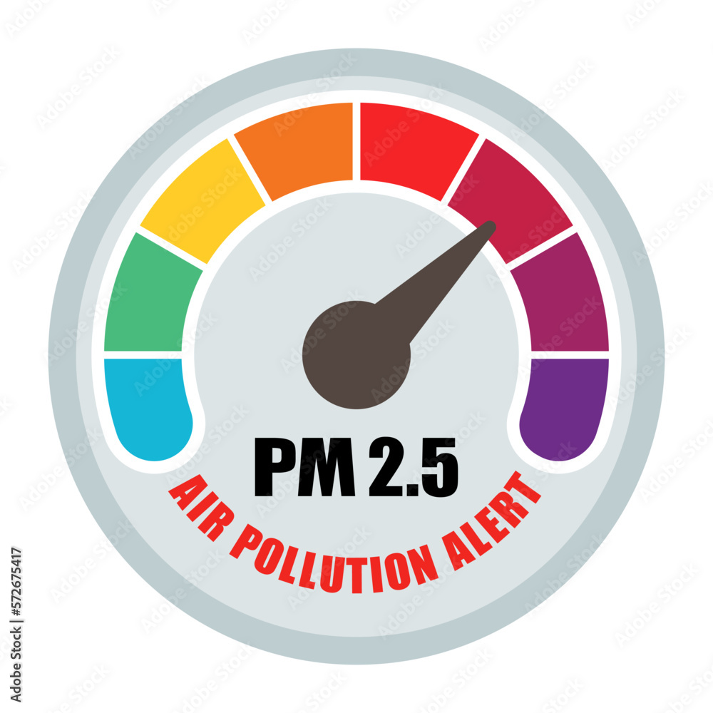 PM 2.5. Air pollution alert. Check the dust meter gauge sign and icon ...