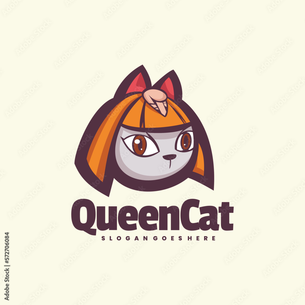 Queen Cat Logo Vector Stock Vector | Adobe Stock