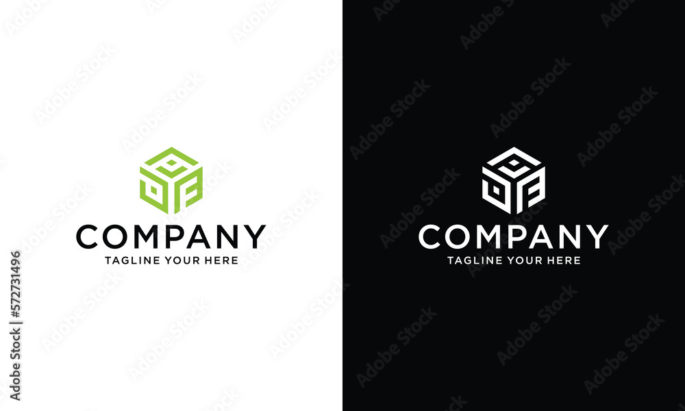 Initial letters DF, DFA, negative space hexagon shape monogram logo on ...