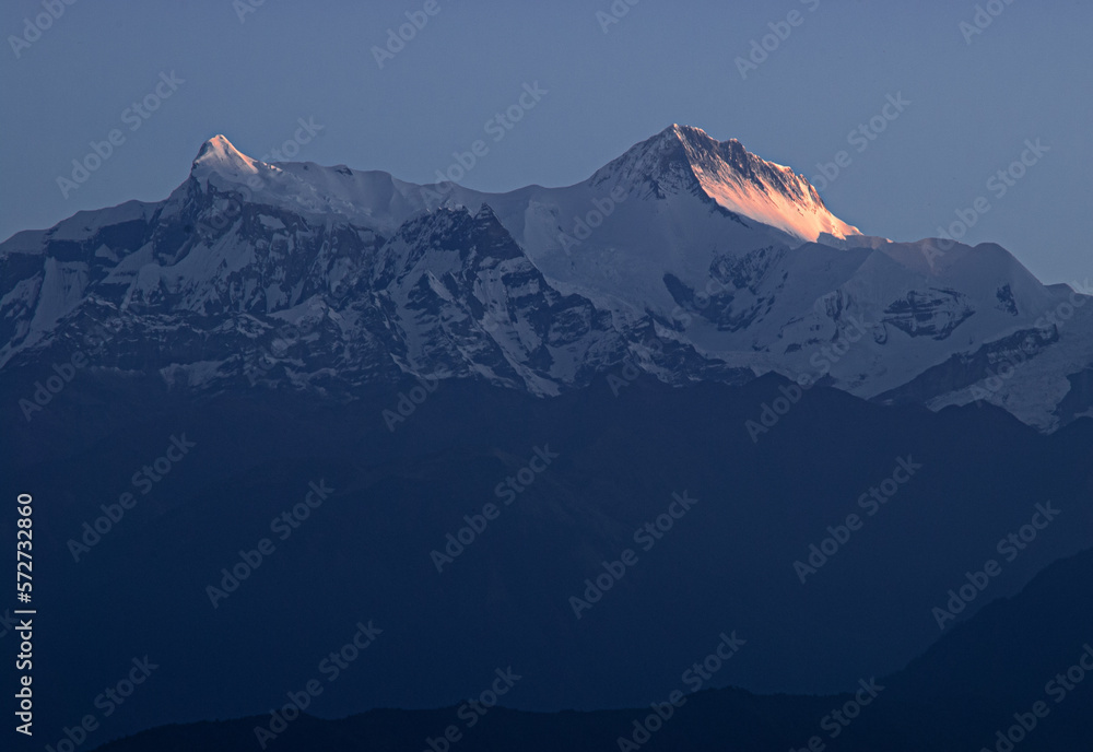 View of the Himalayan giants, Dhaulagiri mountain, Annapurna range and ...