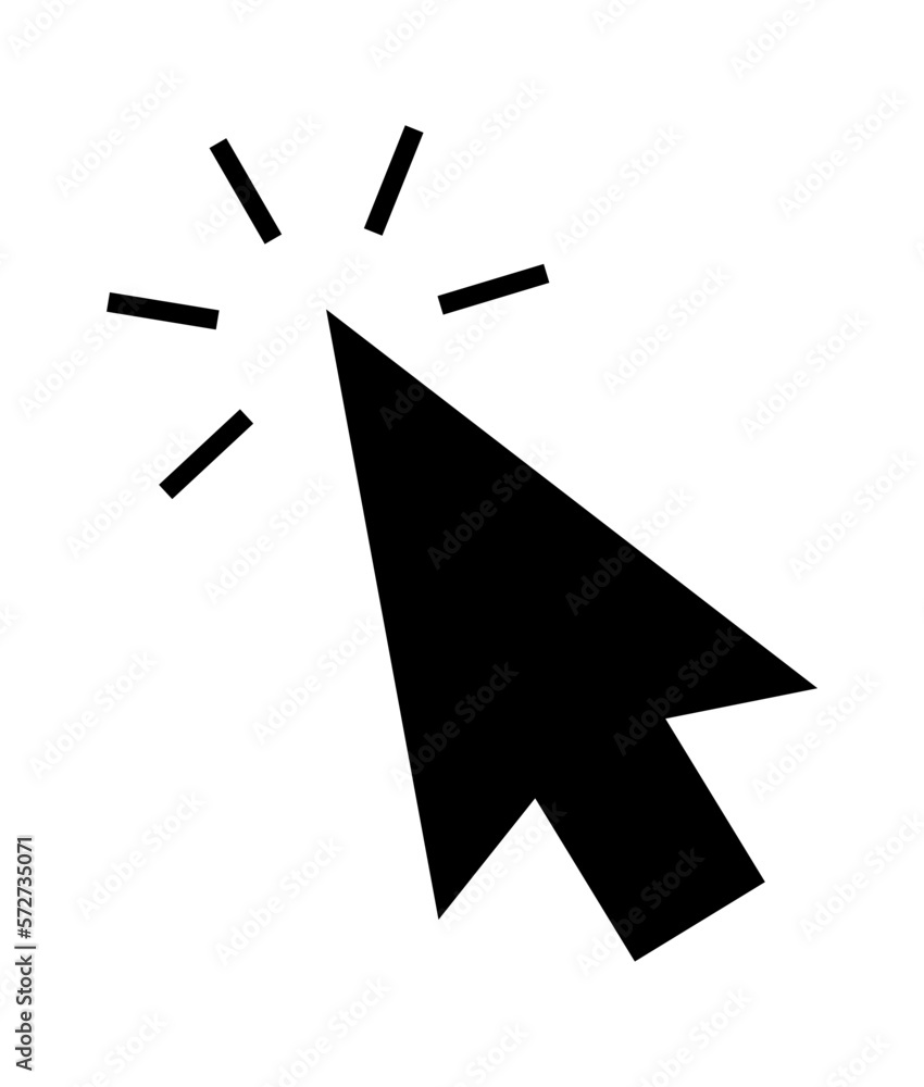 Click cursor set. Computer pointer hand and arrow icon. Press pick ...
