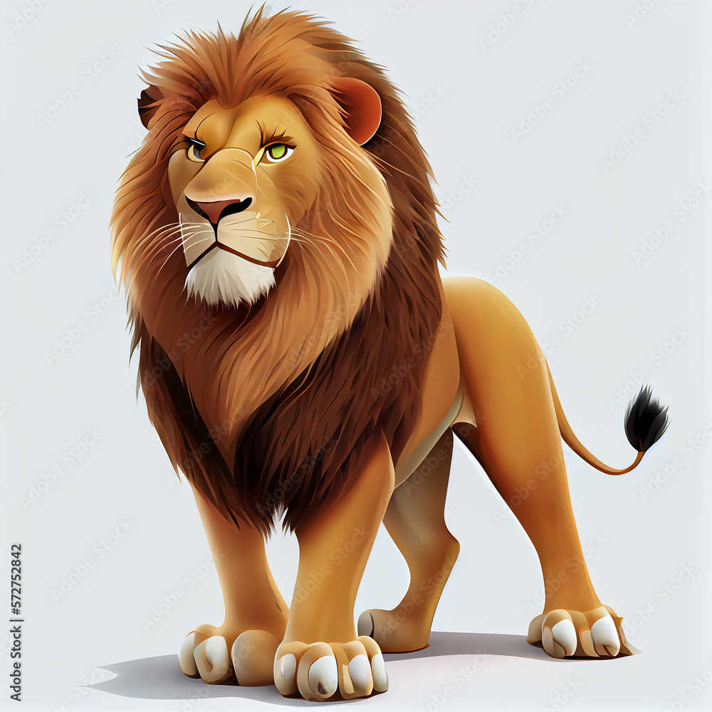 Cartoon lion animation on white background. Generative AI 素材庫插圖 | Adobe ...
