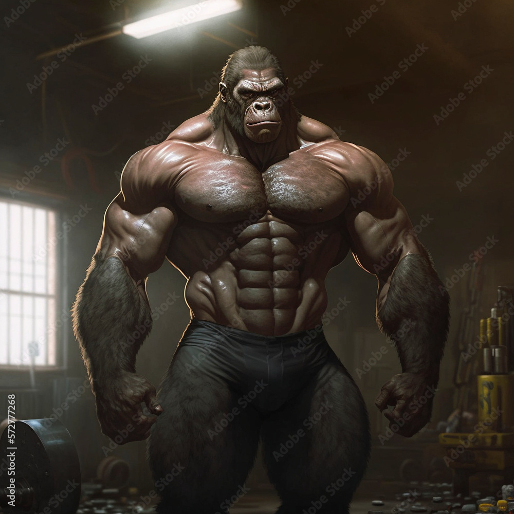 A bodybuilder gorilla in the gym - Generted by generative AI Stock Illustration | Adobe Stock