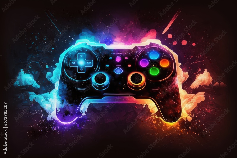 abstract neon light game controller artwork design digital art wallpaper glowing space ...