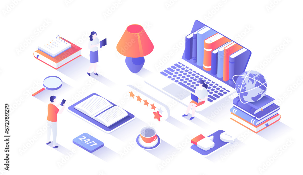 Online library. Electronic books, E-library mobile application, virtual ...