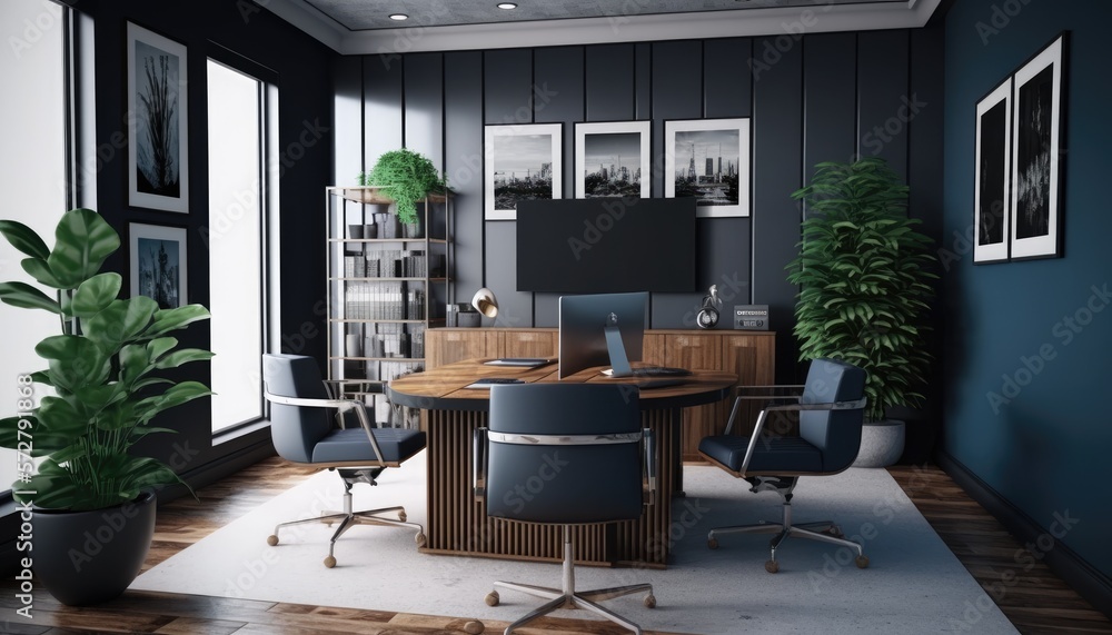 Professional office background for virtual meetings, modern. Generative ...