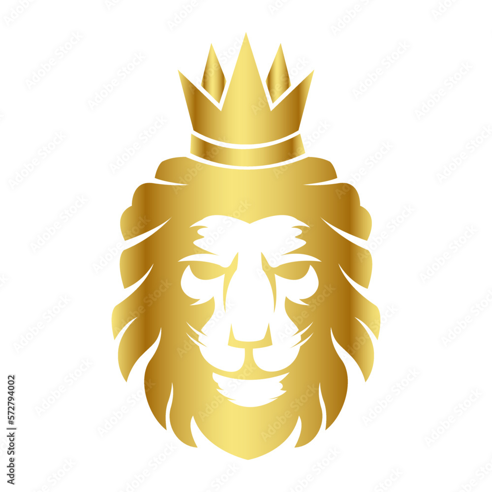 Escudo de león. Logo de león. Logo dorado. Logotipo de león con corona ...