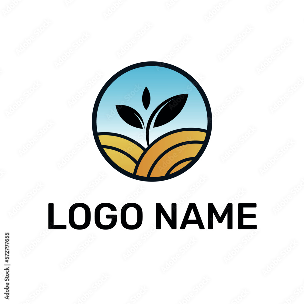 logo for company. agro logo. field and plant. round logo, symbol, badge ...