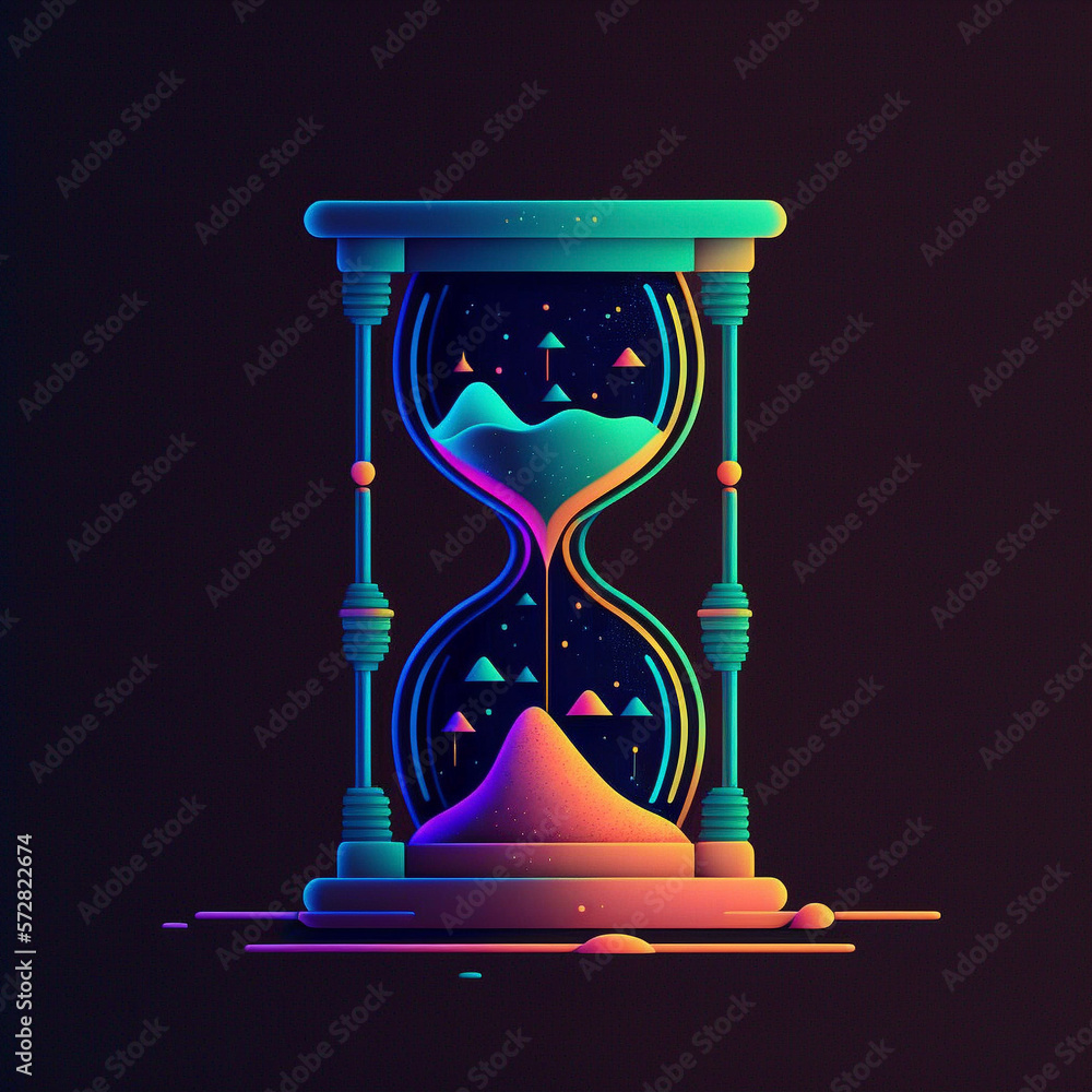 Neon Colorful Rainbow Vector Sand Timer Generative AI Stock ...