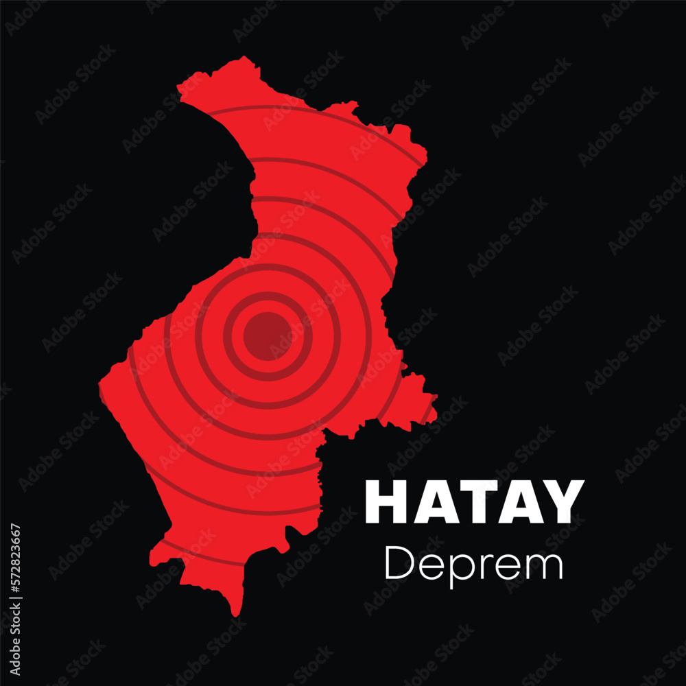 Map of Hatay - earthquake zone Turkey region outline silhouette vector ...