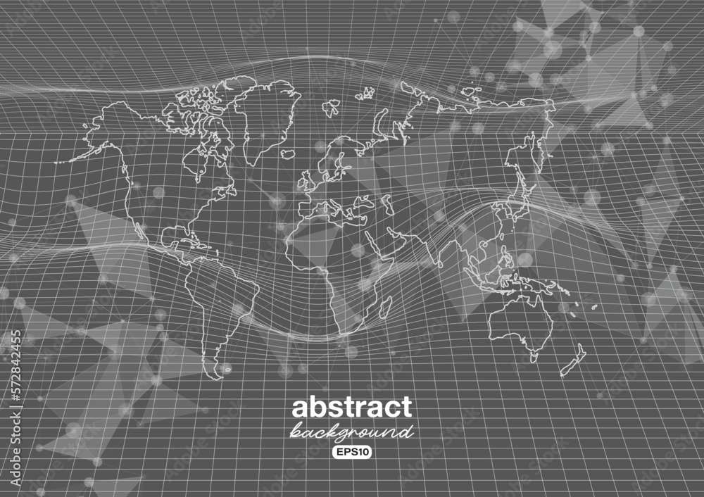 world map square grid triangle connection science technology ...
