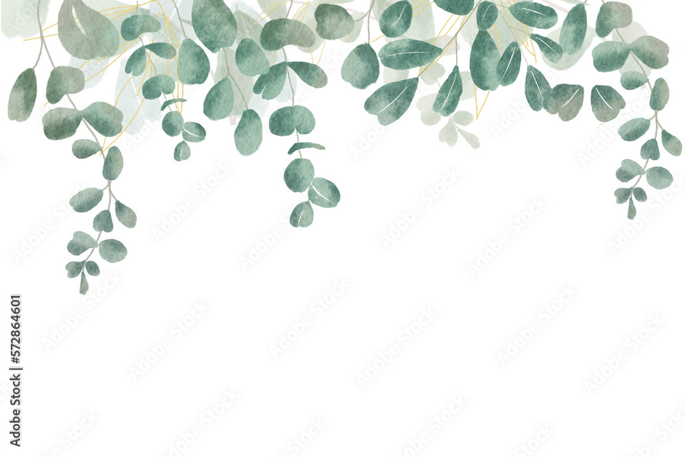 Eucalyptus Watercolor Border, Floral border, Greenery Foliage Border ...