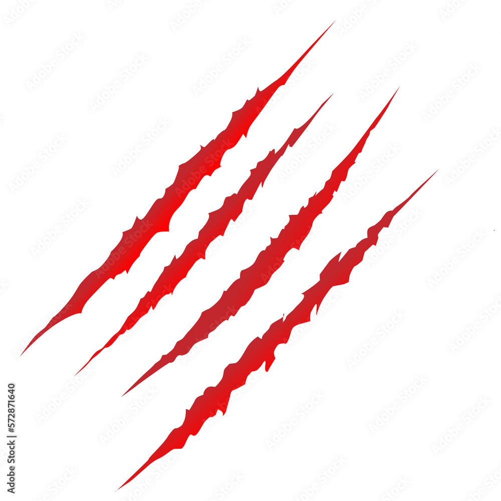 Animal red scratches on transparent background, Vector illustration ...
