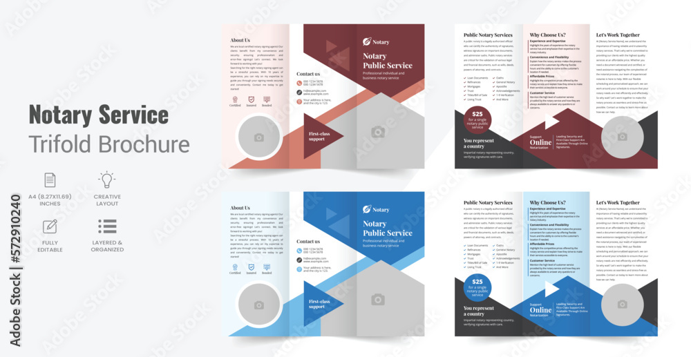 Notary service trifold brochure template, Notary public marketing and ...