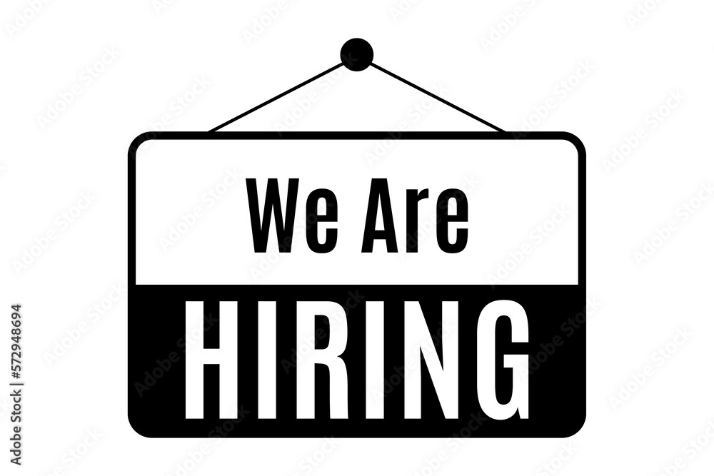 We Are Hiring statement as a sign design in black & white color using ...