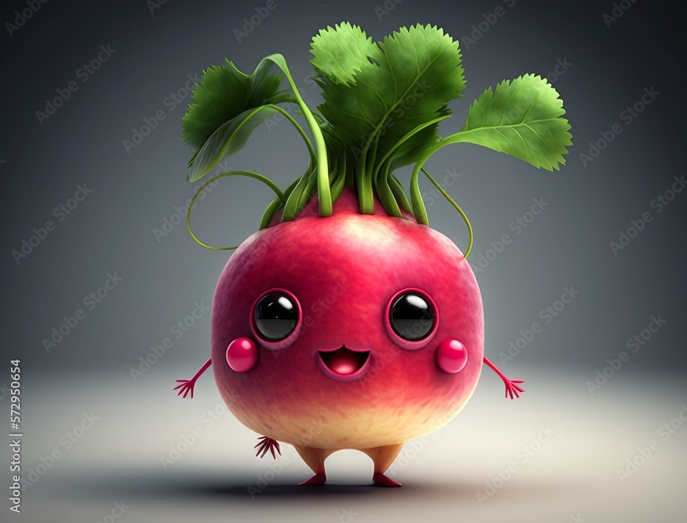 Cartoon edible root vegetable, cute face of radish. Concept of organic ...
